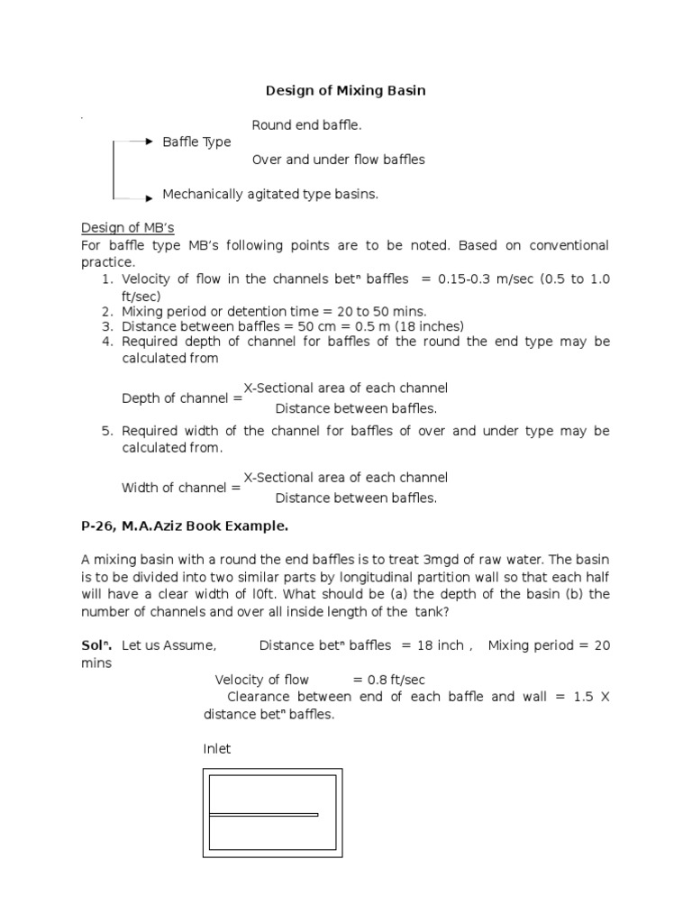 Design of Mixing Basin | PDF | Liquids | Environmental Engineering