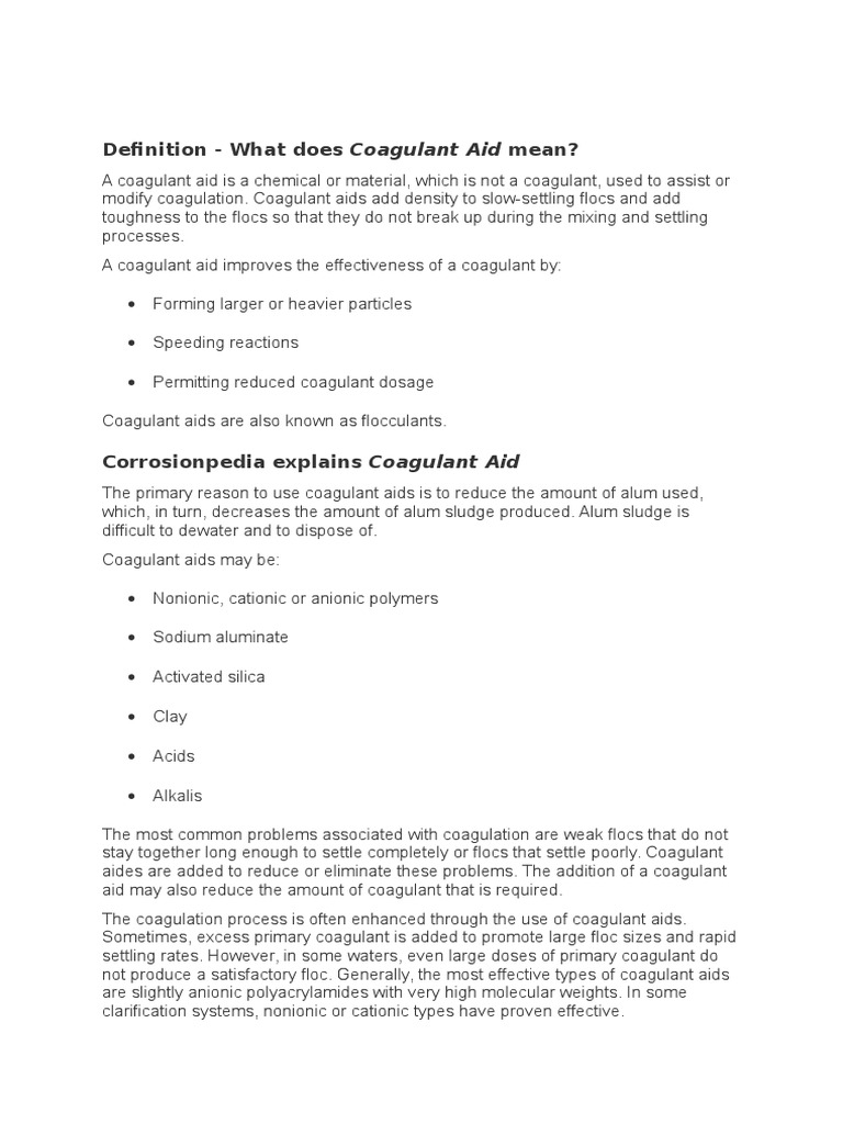 Definition of Coagulants | PDF