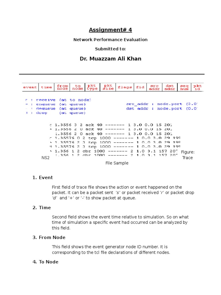 NS2 Trace File Format | PDF | Transmission Control Protocol | Network Packet