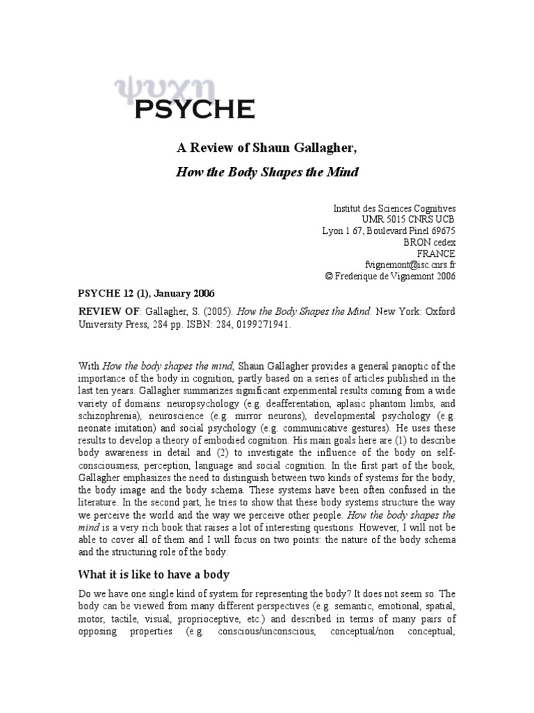 How The Body Shapes The Mind PDF | PDF | Embodied Cognition | Perception