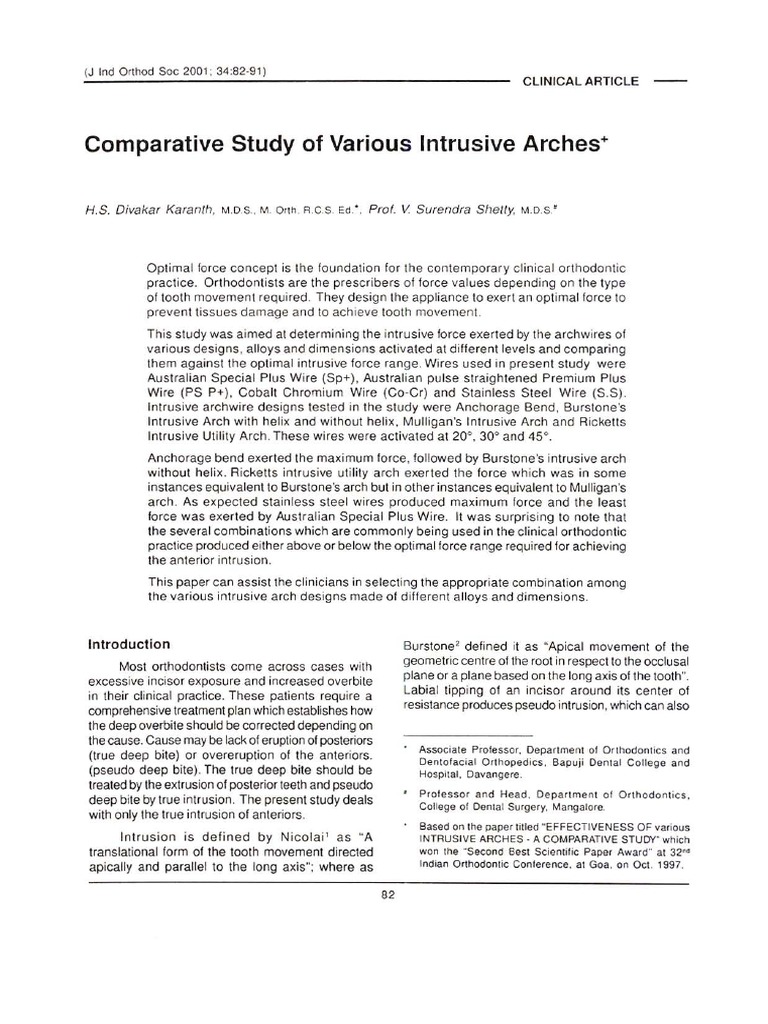Various Intrusive Archs | PDF | Dentistry Branches | Mouth