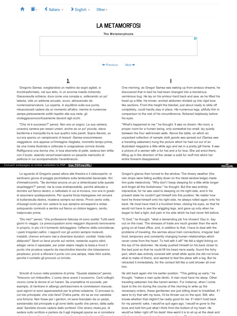 The Metamorphosis Summary and Analysis | PDF | Leisure | Entertainment ...