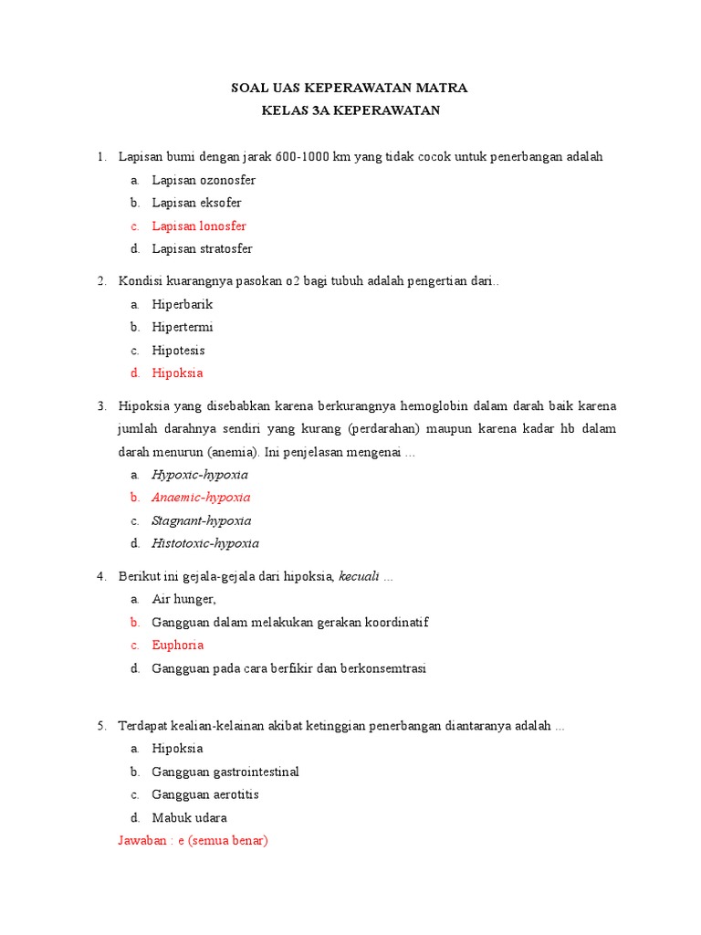Soal Uas Keperawatan Matra | PDF