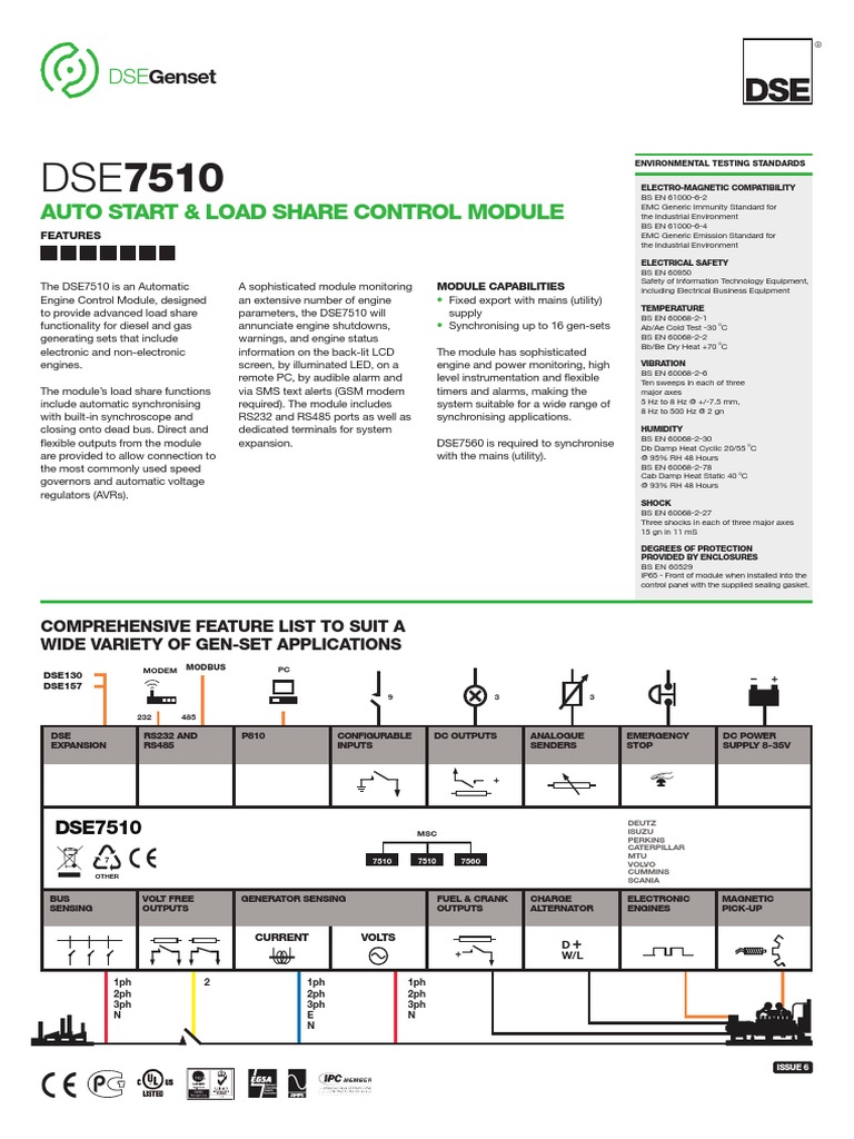 DSE7510 Data Sheet PDF | PDF | Mains Electricity | Power Supply