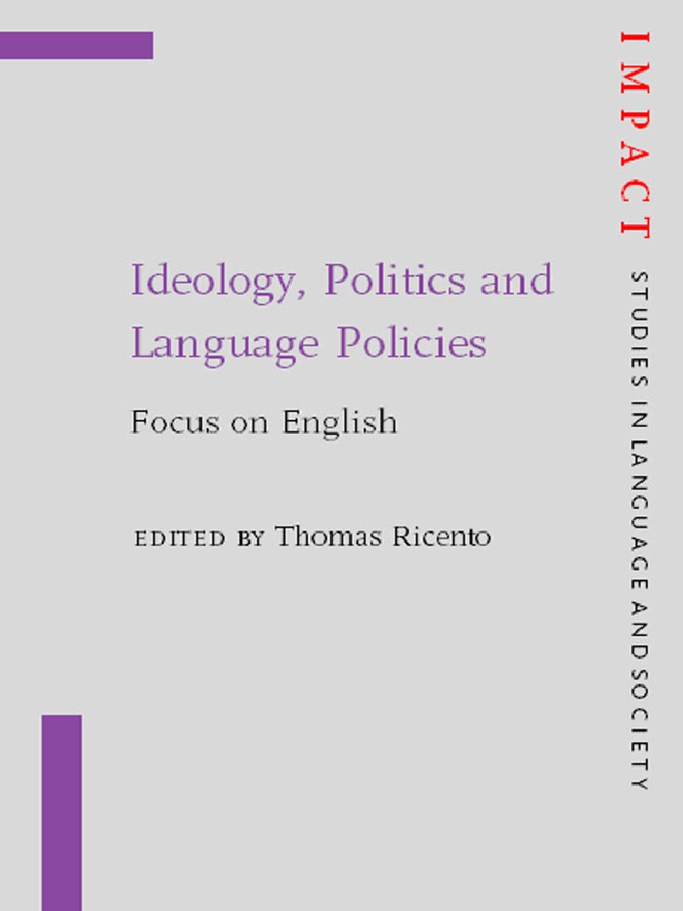 (Thomas Ricento (Editor) ) Ideology, Politics and Language | PDF ...