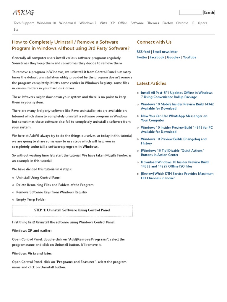 How To Completely Uninstall and Remove A Software Program | PDF ...