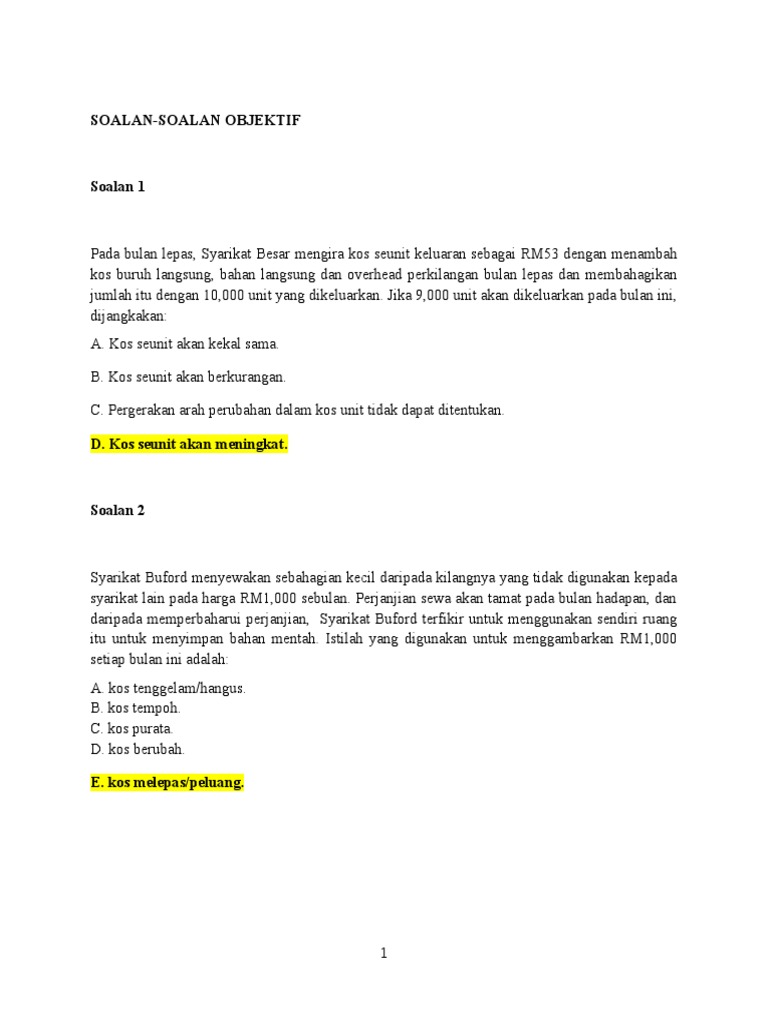 Konsep Kos Tutorial | PDF