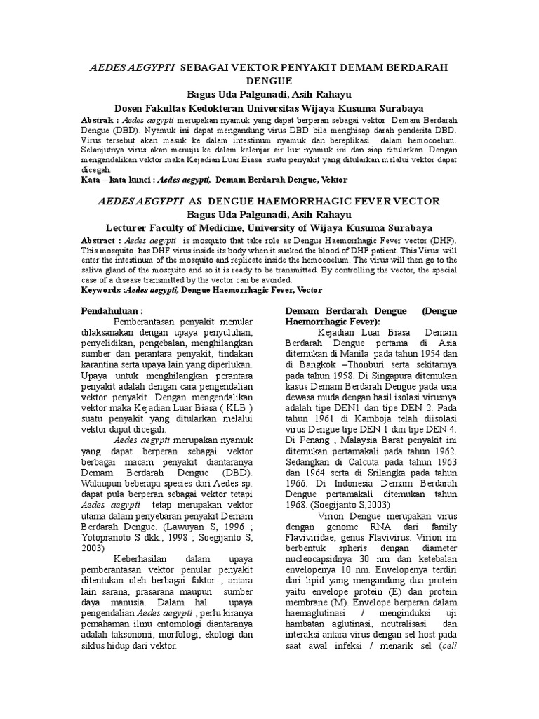 Aedes Aegypti: Vektor DBD Utama | PDF