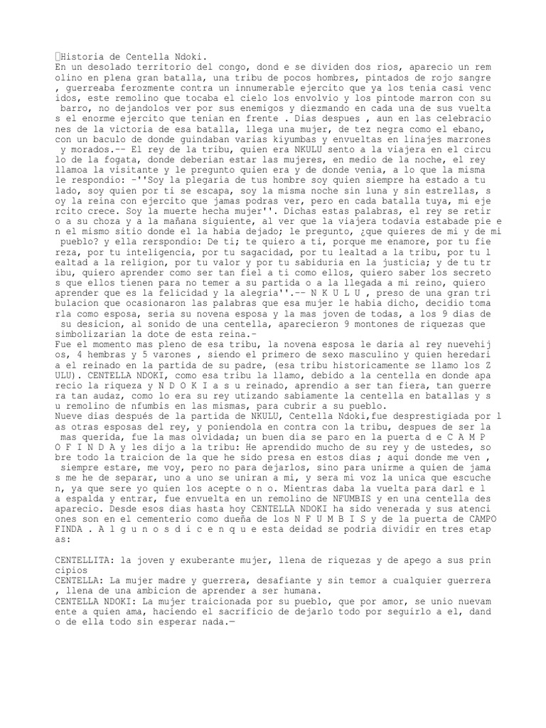 Historia de Centella Ndoki | PDF | Religión y creencia