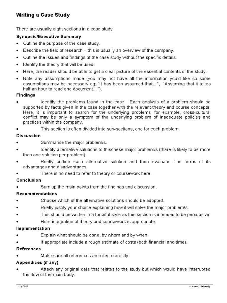 Writing A Case Study: Synopsis/Executive Summary | PDF | Case Study ...