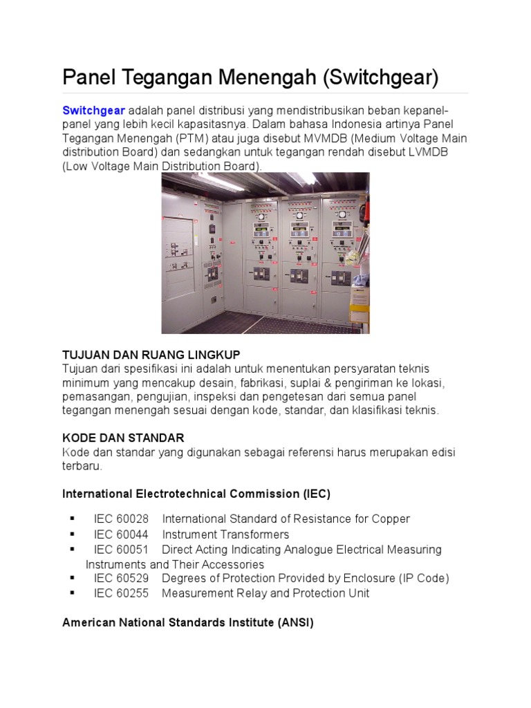 Panel Tegangan Menengah Switchgear | PDF