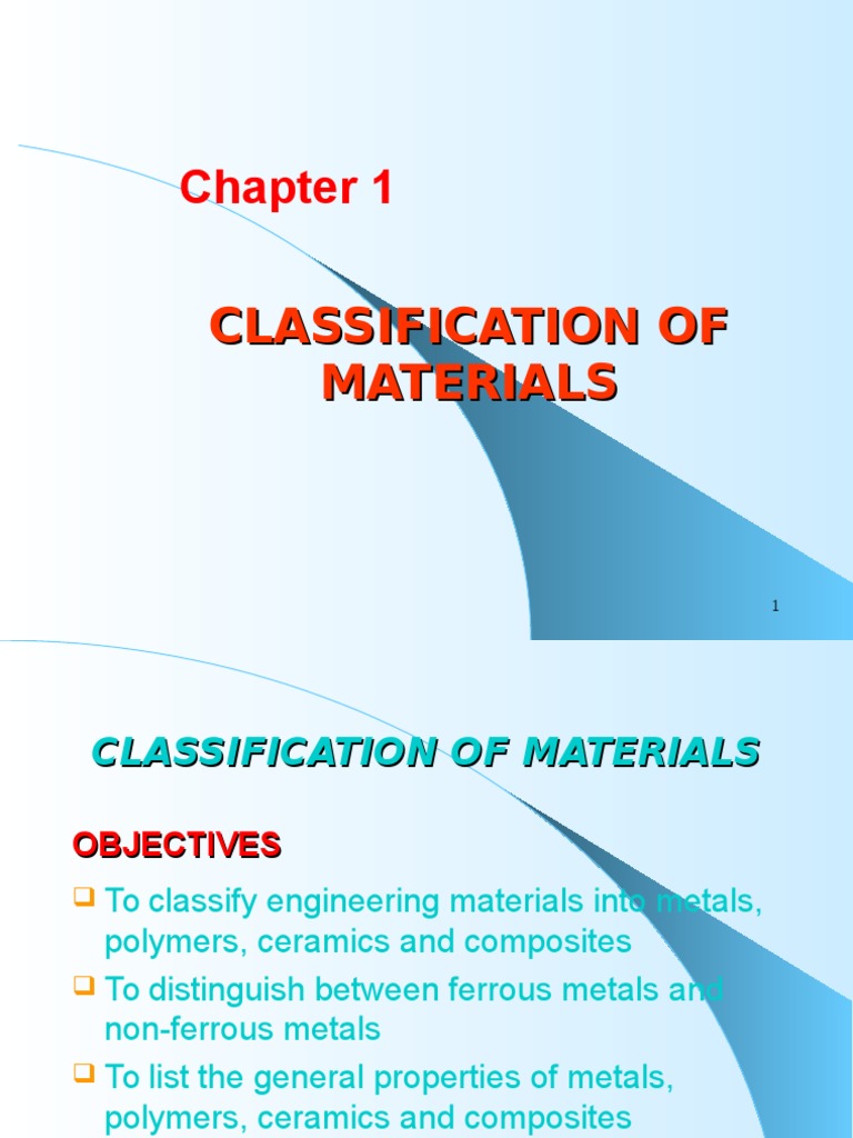 Chapter 1 - Classification of Materials Tyt | PDF | Metals | Composite ...