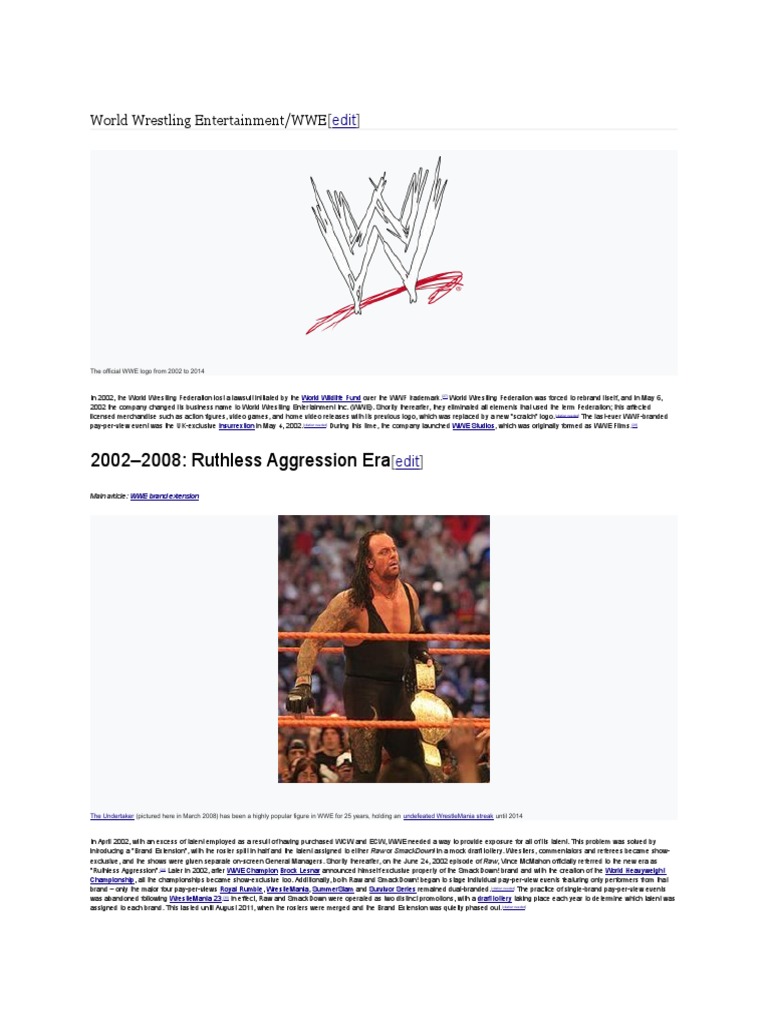 2002-2008: Ruthless Aggression Era: World Wrestling Entertainment/WWE ...
