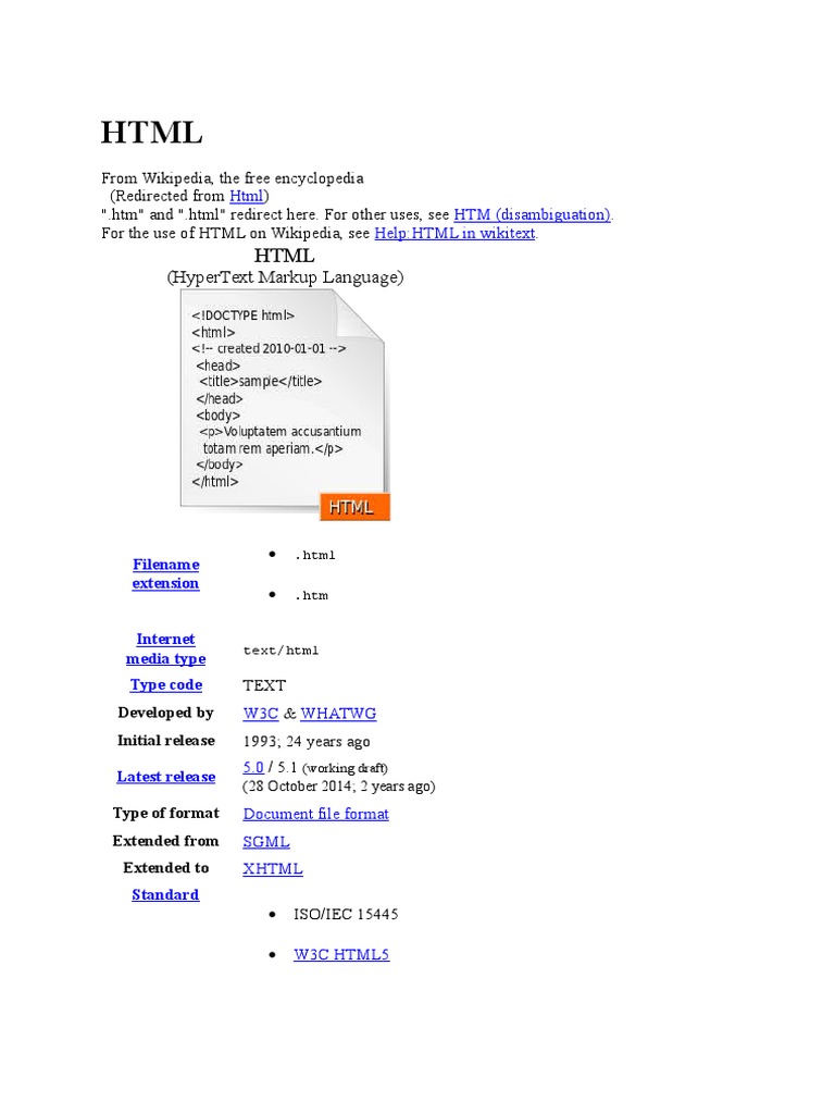Hypertext Markup Language | Download Free PDF | Html | Html Element
