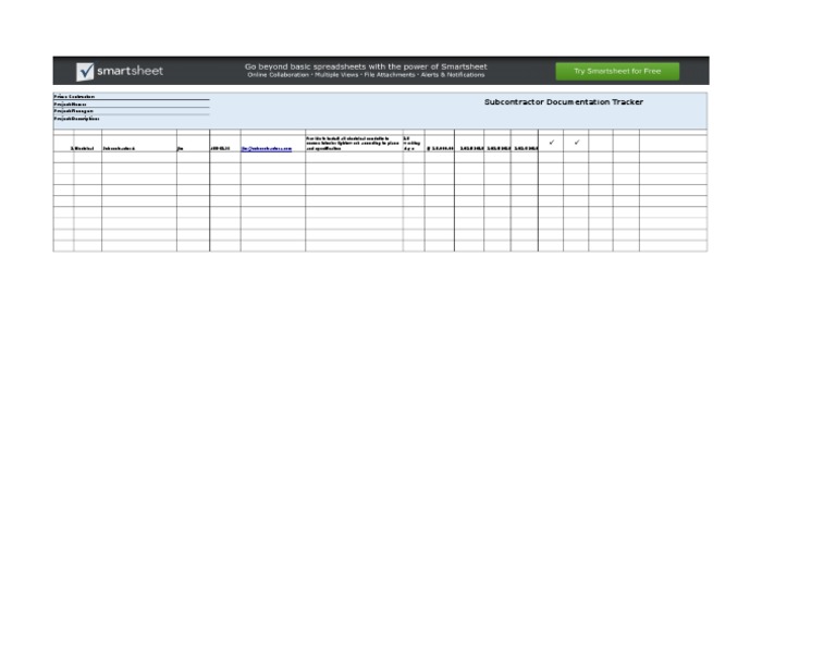 Excel Construction Project Management Template Subcontractor ...