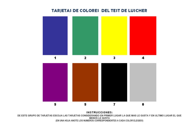 Tarjetas de Colores Del Test de Luscher