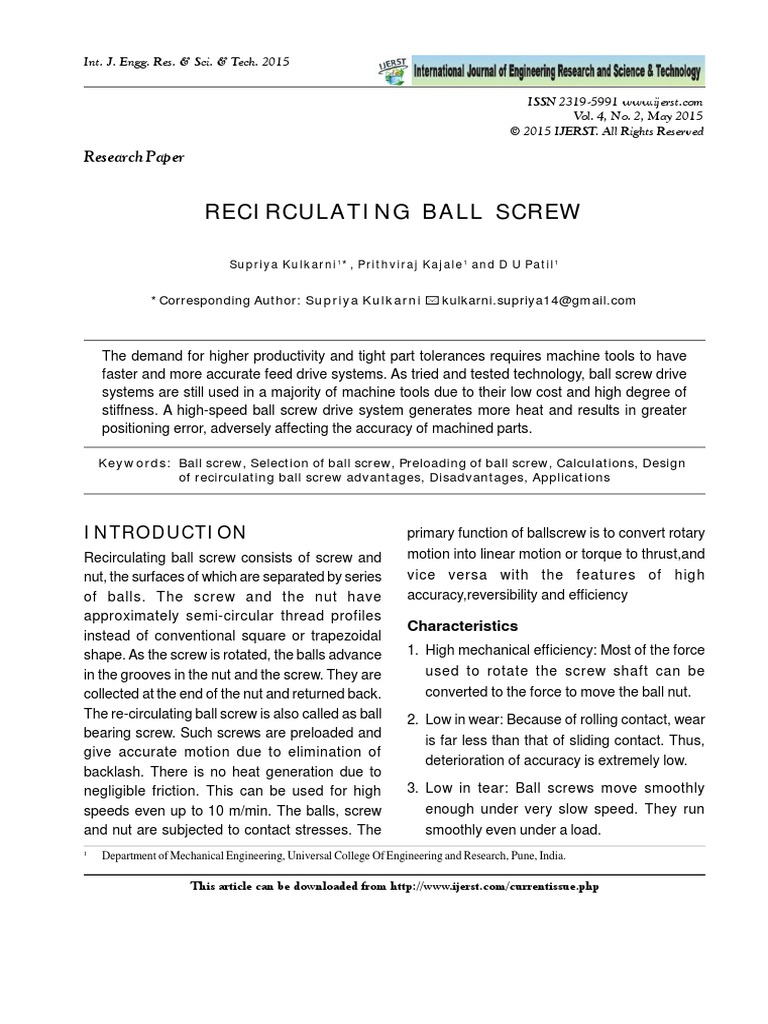 Recirculating Ball Screw and Nut Assembly | PDF | Numerical Control ...