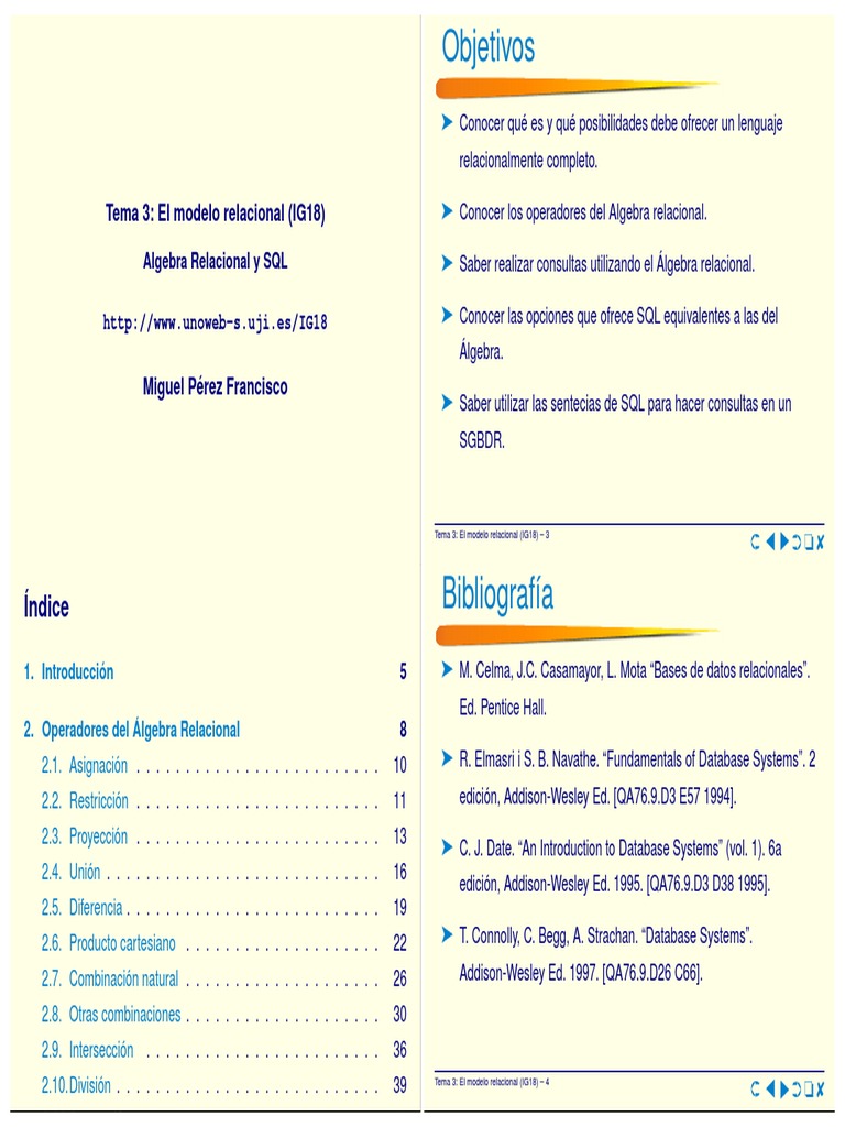 Tema 3.c.- Álgebra relacional y SQL.pdf | Modelo relacional | SQL