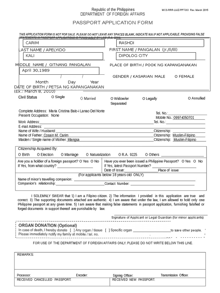 Passport Applicationform 2015 | PDF | Passport | Citizenship