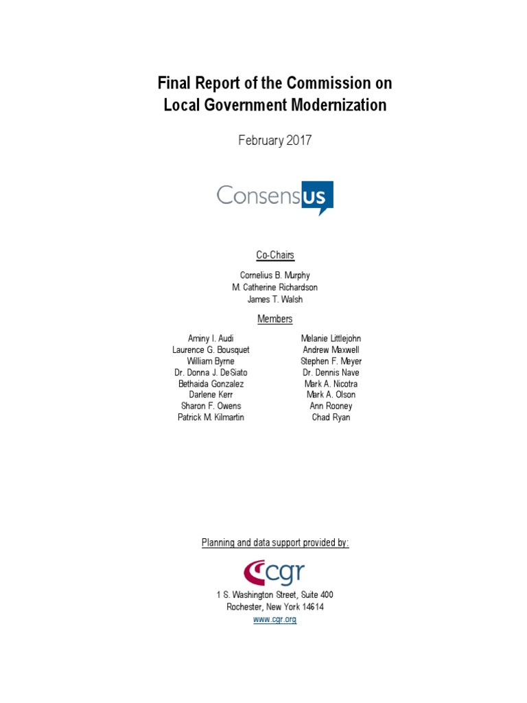 Final Report of The Commission On Local Government Modernization | PDF ...