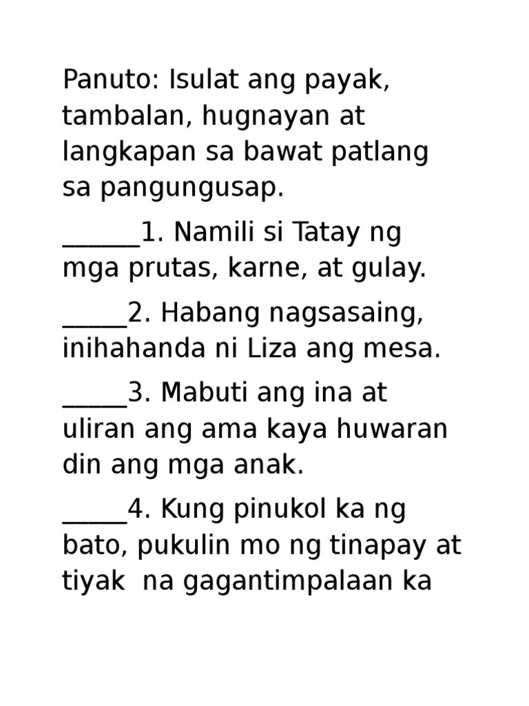 Pagsasanay Sa Filipino | PDF
