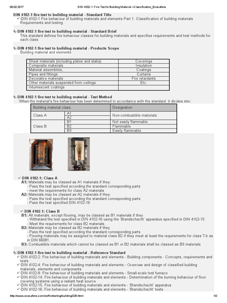 DIN 4102-1 Fire Classification Standards | PDF | Combustion | Fires