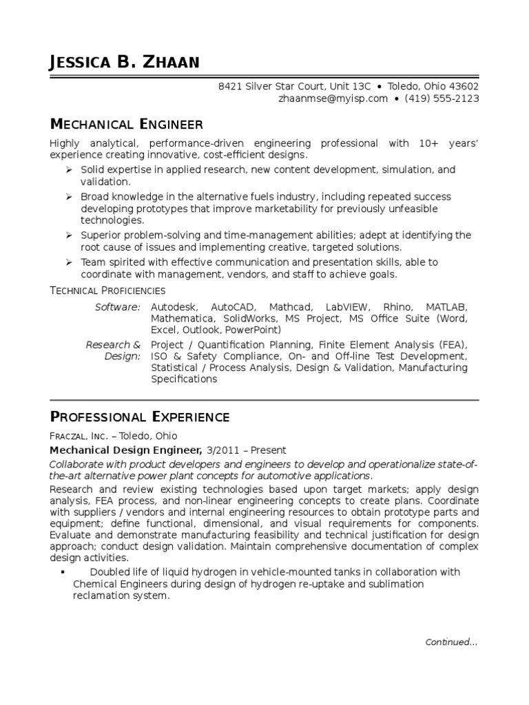 Experienced Mechanical Engineer Resume | PDF | Business | Technology ...