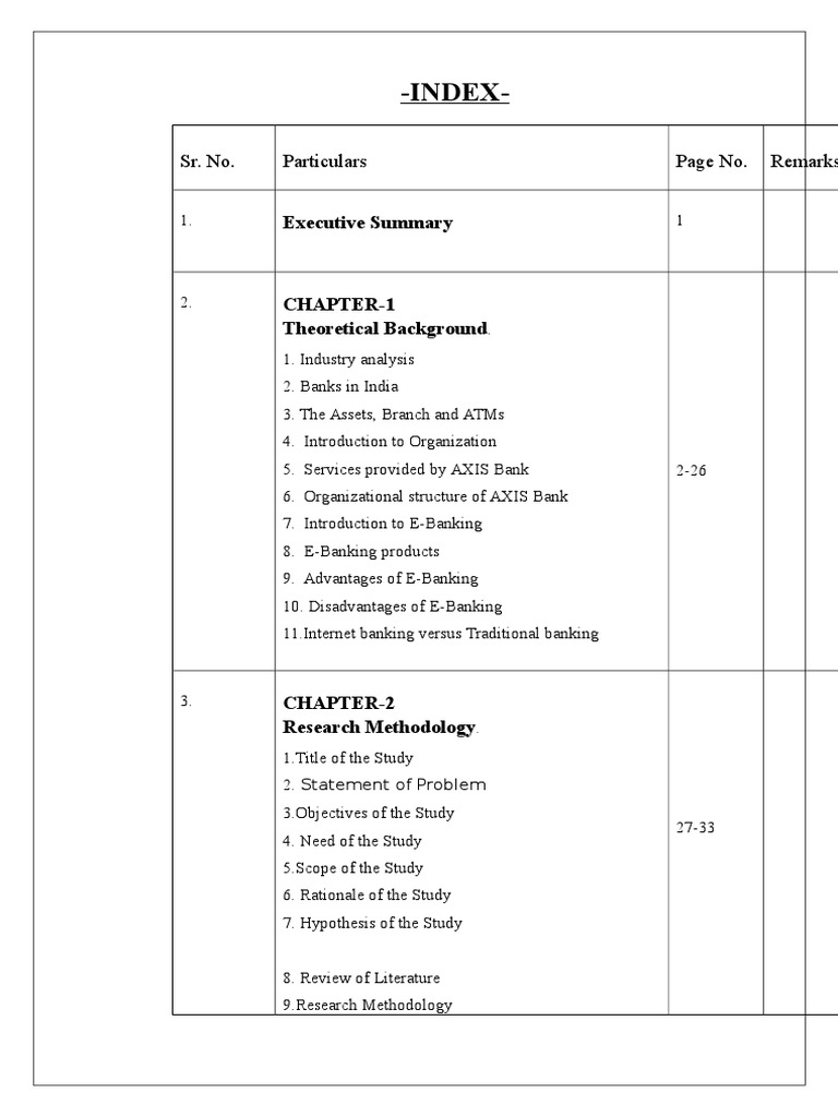 Index-: Sr. No. Particulars Page No. Remarks | Download Free PDF ...