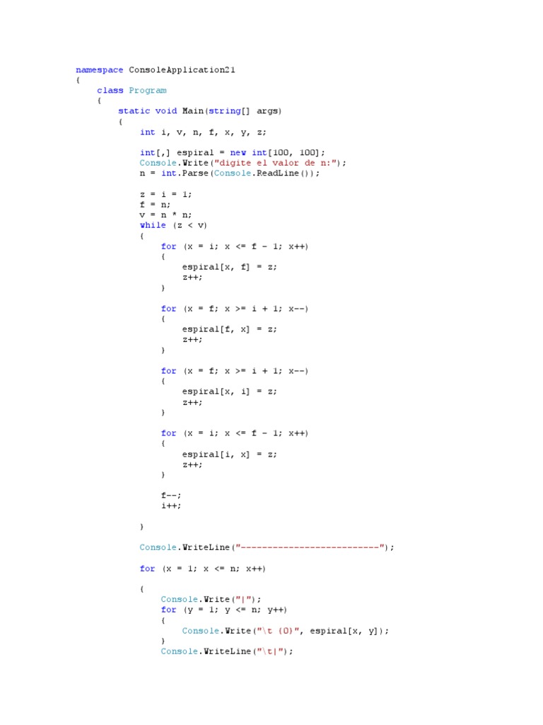 Namespace Class Static Void String Int Int New Int Int: Program | PDF