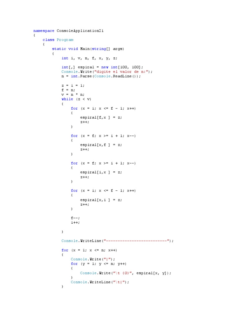 Namespace Class Static Void String Int Int New Int Int: Program | PDF