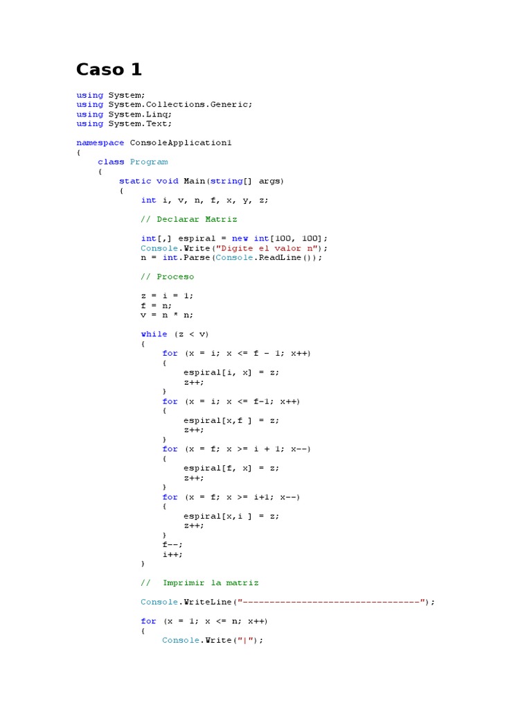 Caso 1: Using Using Using Using Namespace Class Static Void String Int | PDF | Computer ...