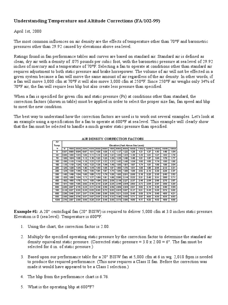 Understanding Temperature and Altitude Corrections | PDF | Horsepower ...
