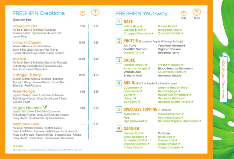 FreshFin Poke Co. Menu | PDF | Salad | Foods