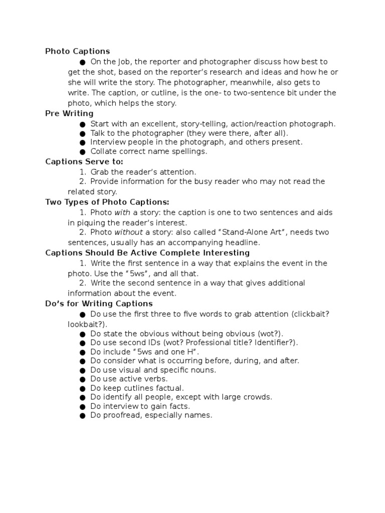 Photo Captions | PDF