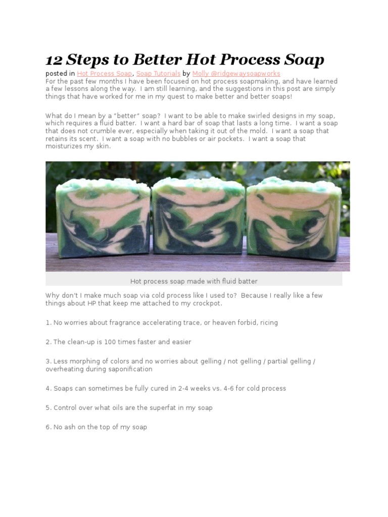 12 Steps To Better Hot Process | PDF | Soap | Foods