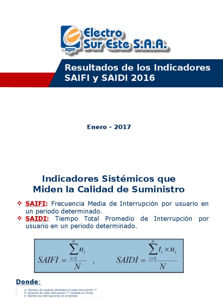 SAIFI y SAIDI 2017 | PDF