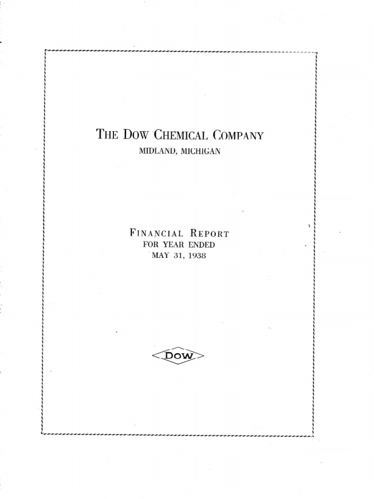 Dow Chemical Company Annual Report - 1938 | PDF | Net Income | Balance ...