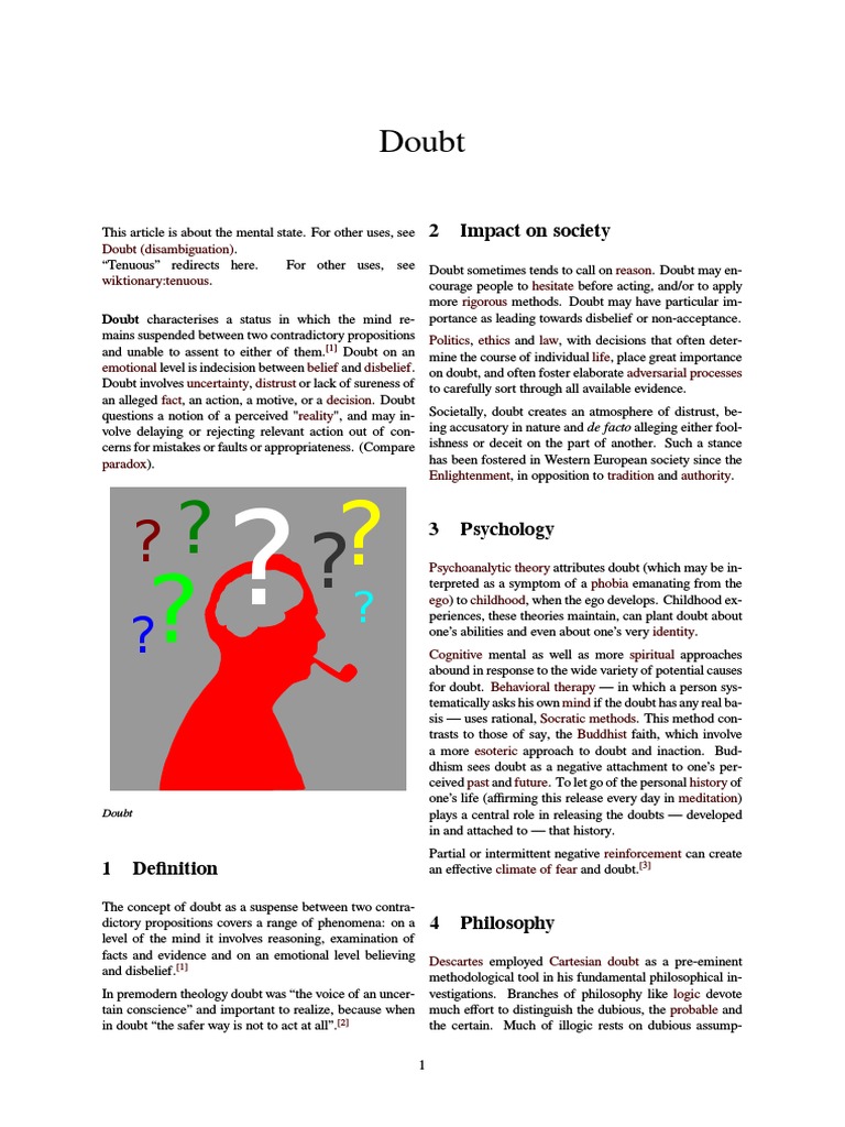 Doubt: 2 Impact On Society | PDF | Doubt | Philosophical Theories
