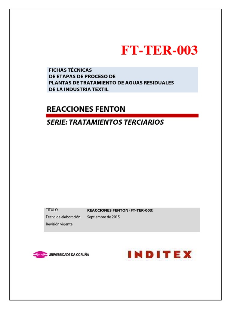 Reaccion Fenton | PDF | Peróxido de hidrógeno | Aguas residuales