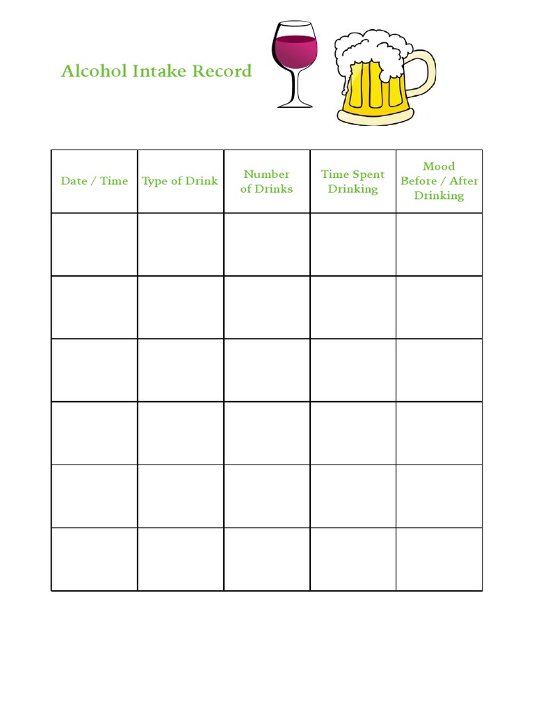 Alcohol Intake Diary | PDF