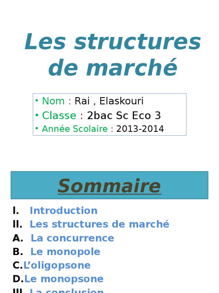 Les Structures de Marche | PDF | Monopole | Offre et demande
