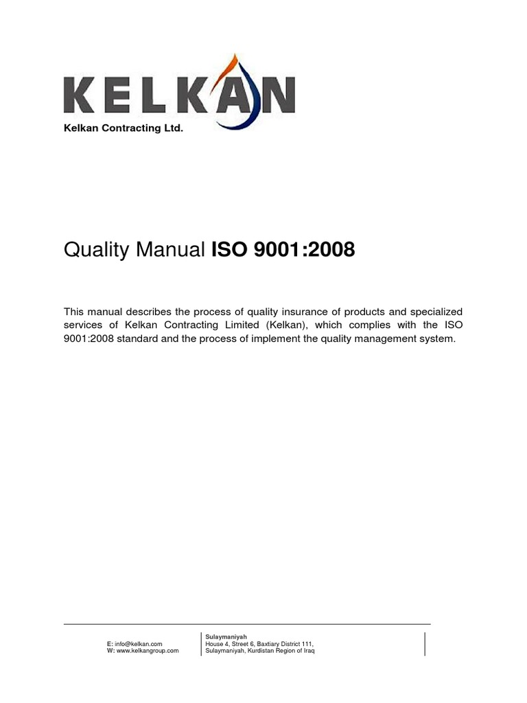 01 Quality Manual Contracting Company | PDF | Iso 9000 | Quality Management