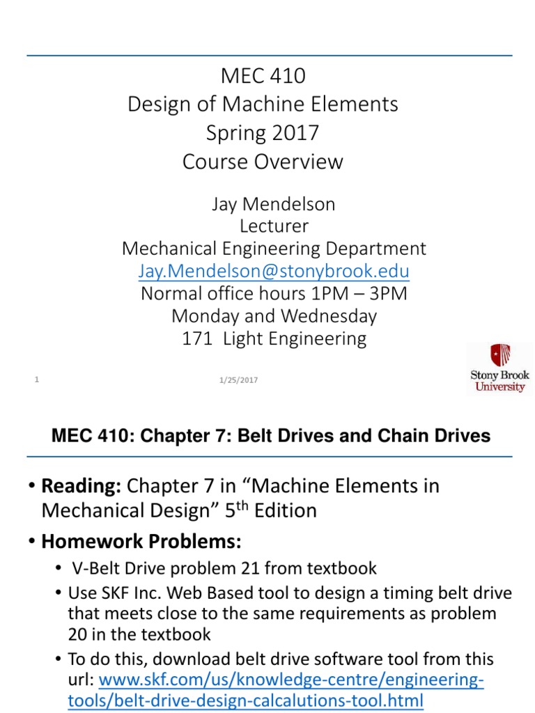 MEC 410 Chapter 7 Spring 2017 | PDF | Belt (Mechanical) | Transmission ...