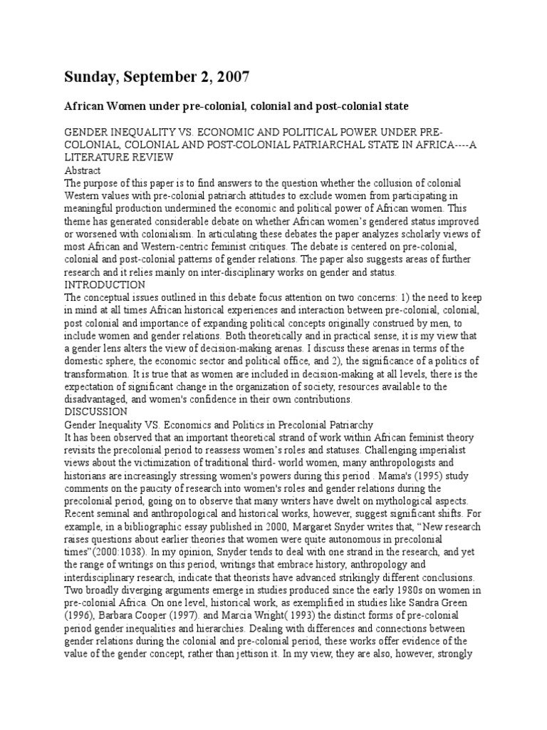 African Women Under Pre-Colonial | PDF | Gender | Gender Studies