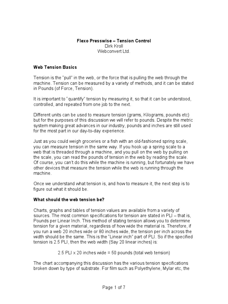 Web Tension Basics | PDF | Control System | Transmission (Mechanics)