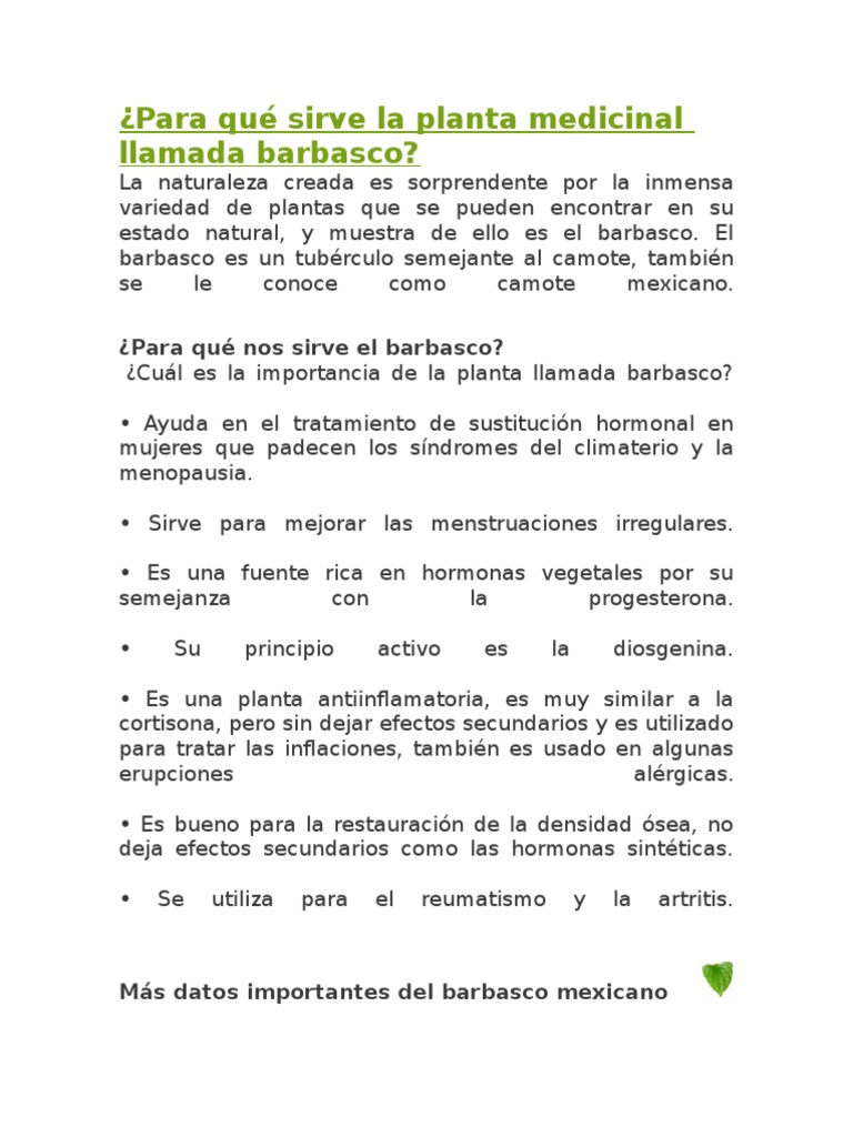 Para Qué Sirve La Planta Medicinal Llamada Barbasco | PDF | Plantas ...