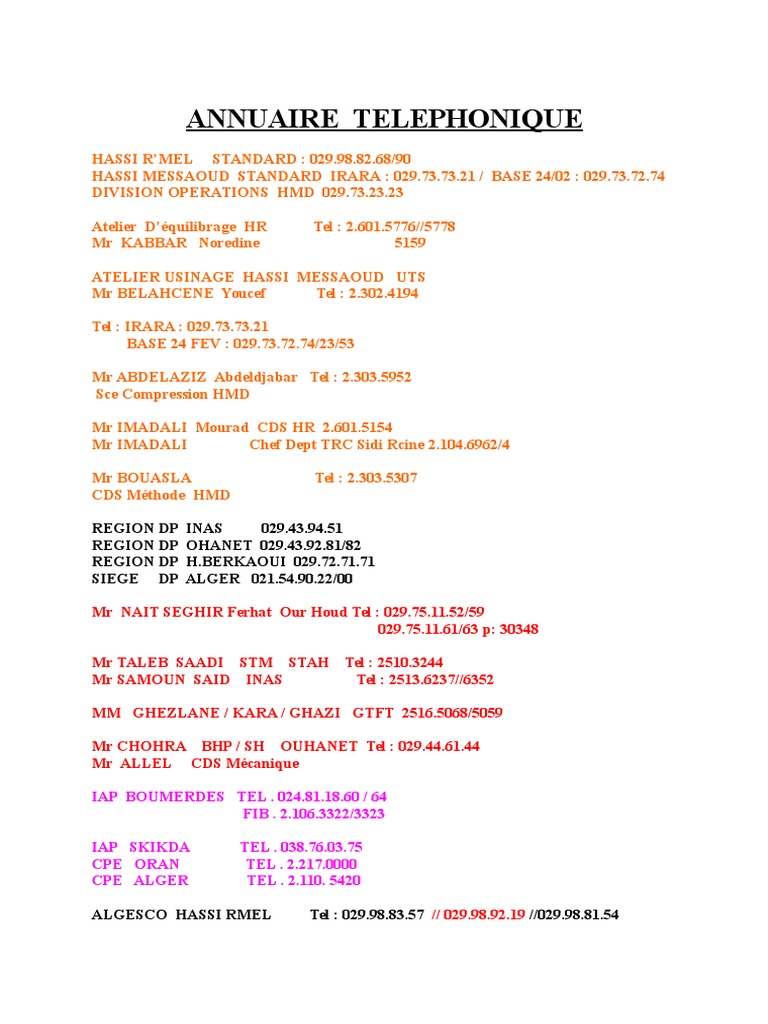 Annuaire Telephonique | PDF | Technologie et ingénierie