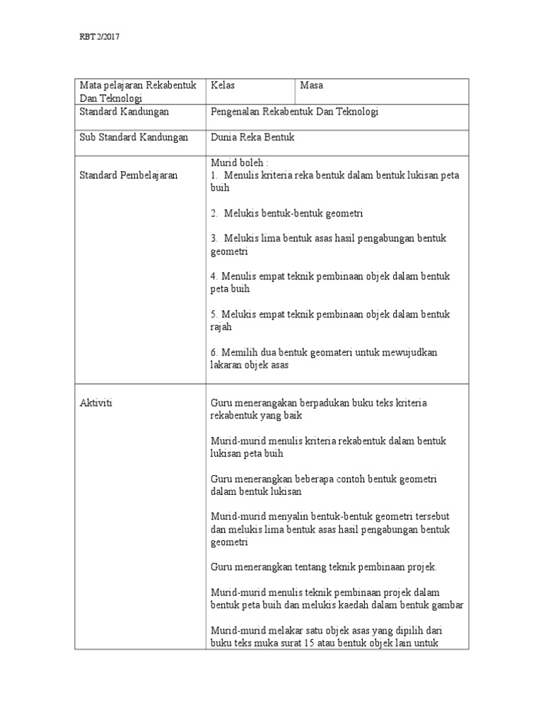 RBT RPH Minggu 2 | PDF
