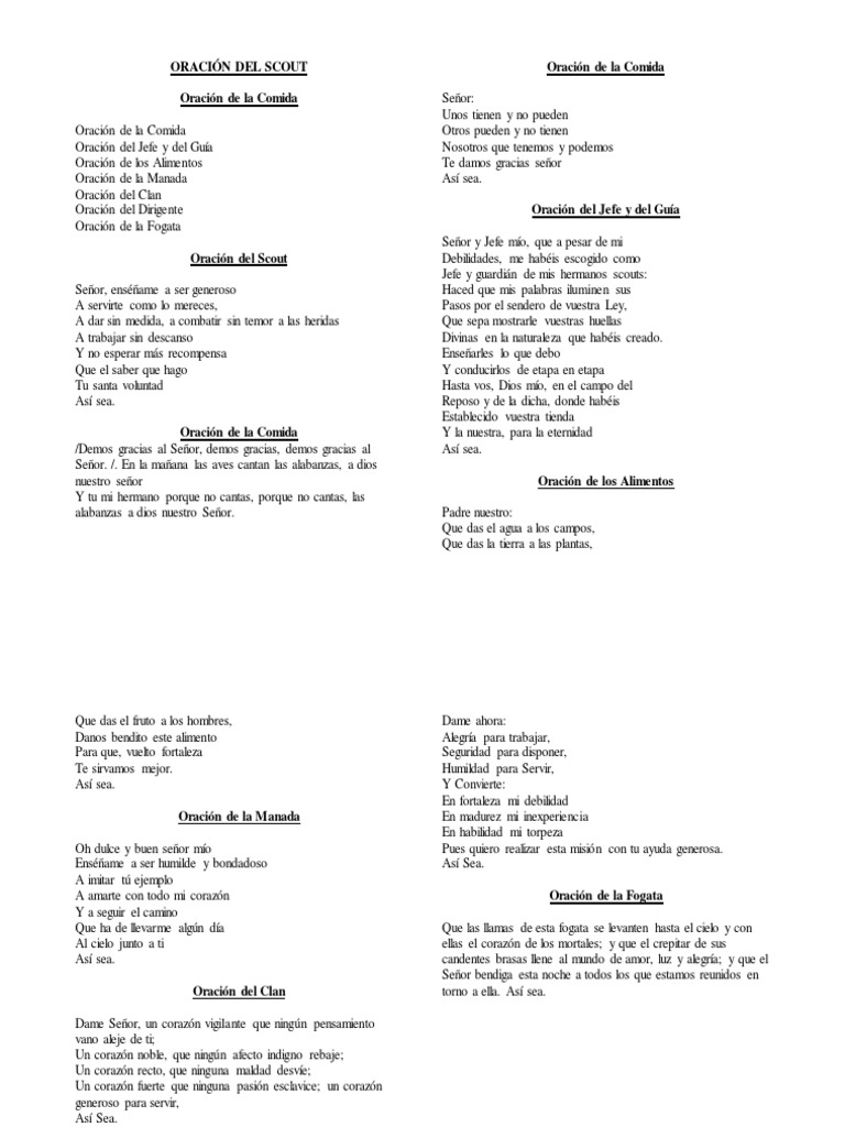 Oraciones Del Scout | Exploración | Oración