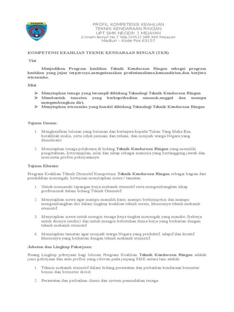 Profil TKR | PDF | Karier & Perkembangan | Teknologi & Rekayasa